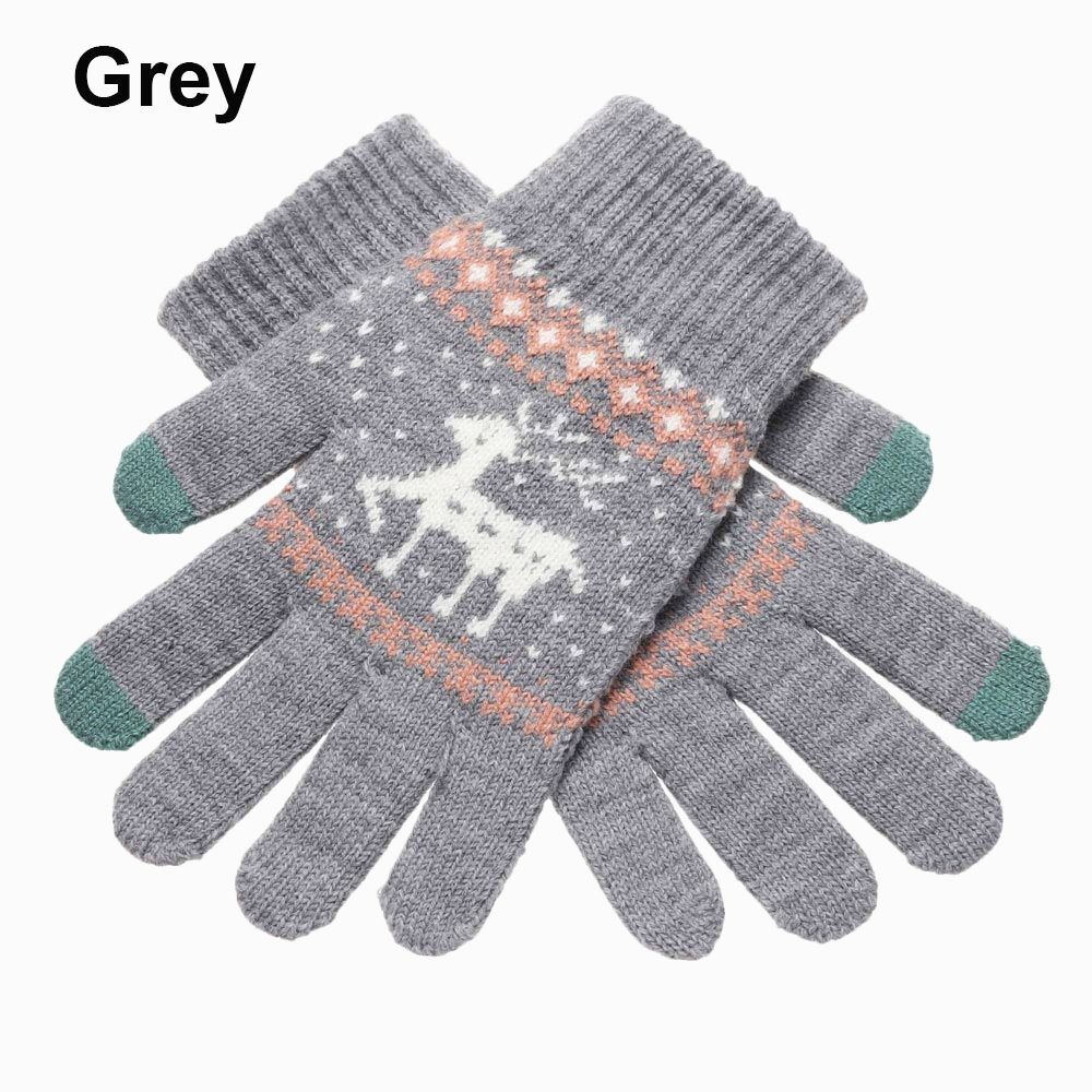 Warm Snowflake Full Finger Gloves Knitted Touch Screen Mittens ...
