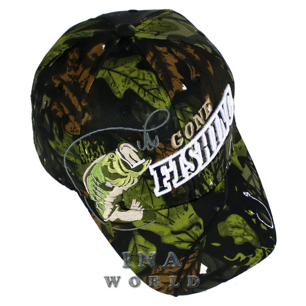FISHING Hat FISH Embroidered Camouflage Outdoor Sports Adjustable ...