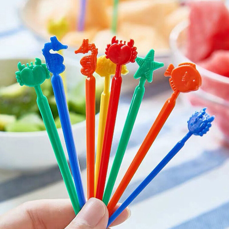 18Pcs Cartoon Fruit Forks Bento Box Forks Ocean Style Fruit Cake ...