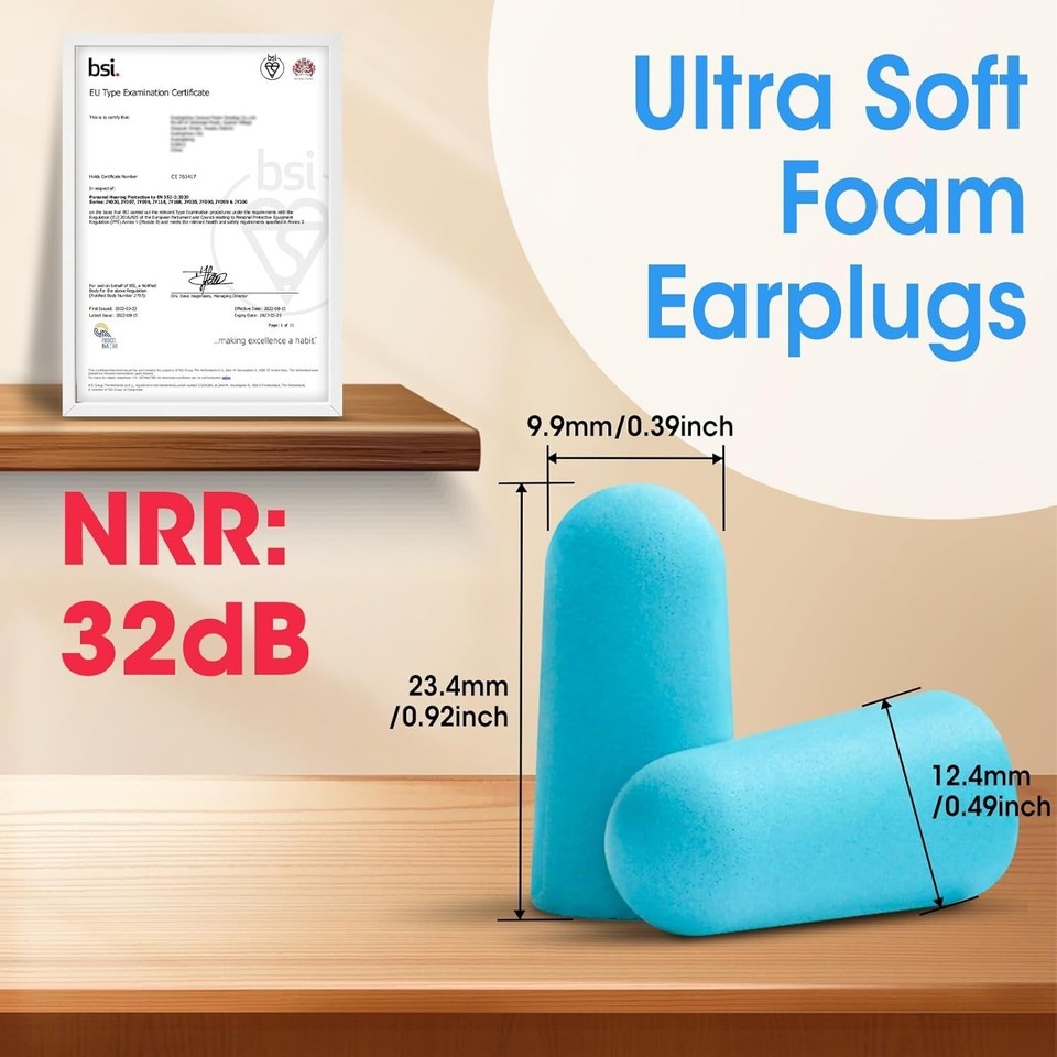 40 Pairs Ear Plugs Bulk NRR 32Db Soft Foam Sleeping Noise Concerts ...