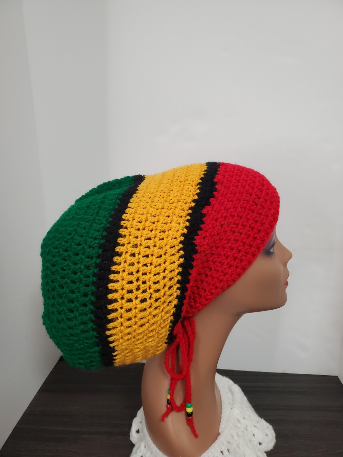 Handmade Adjustable Crochet Tam Hat Dreadlock w drawstring Reggae baggy ...