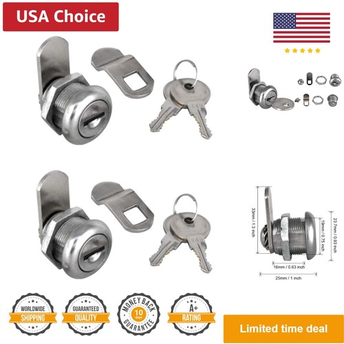 2Pcs Cabinet Cam Lock Keyed Alike Tool Box Locks 5/8" Cylinder for ...