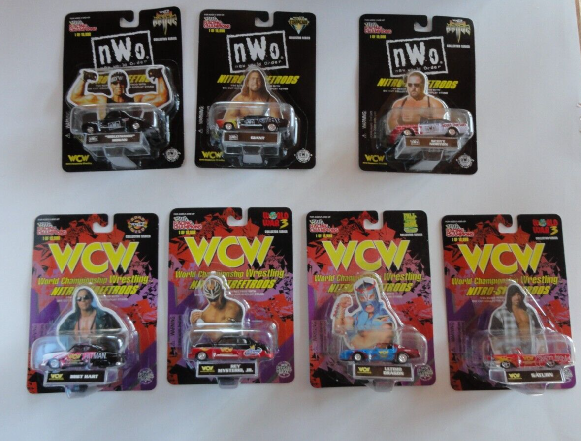 Racing Champions WCW/nWo 1/64 "Nitro Streetrods" (lot of 7) Hogan, Hart ...