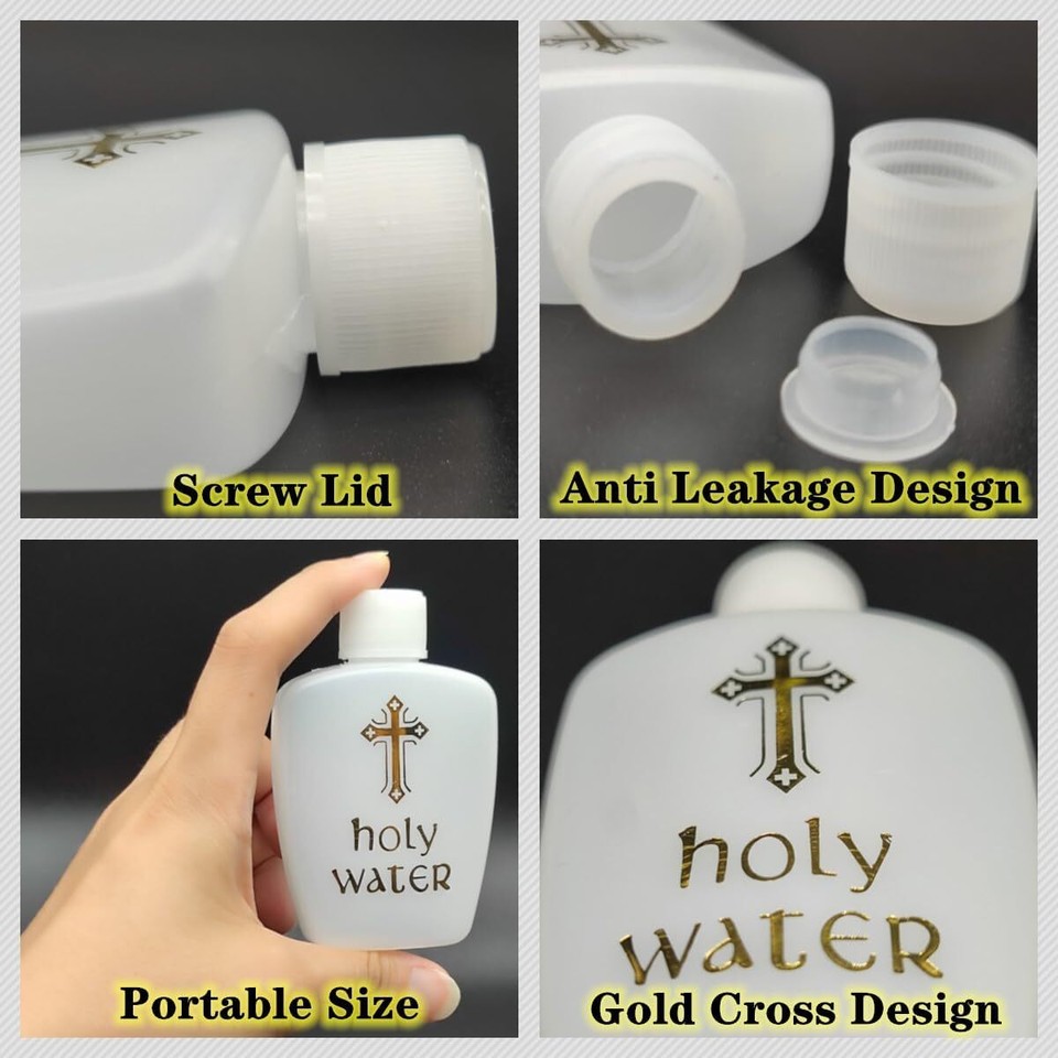 6Pcs Empty Holy Water Bottles with Screw Lid 2oz Refillable Holy Water ...