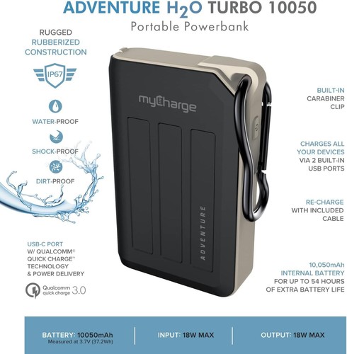 myCharge Portable Charger Waterproof USB C Power Bank Adventure ...