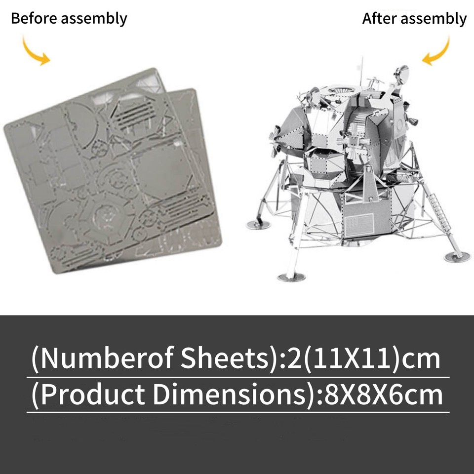1:50 Scale 8cm DIY Metal USA Apollo Lunar Module Unassembled Model Toy ...