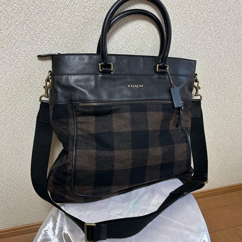 COACH Check Pattern Leather Shoulder Bag US: Ship+Tax | eBay