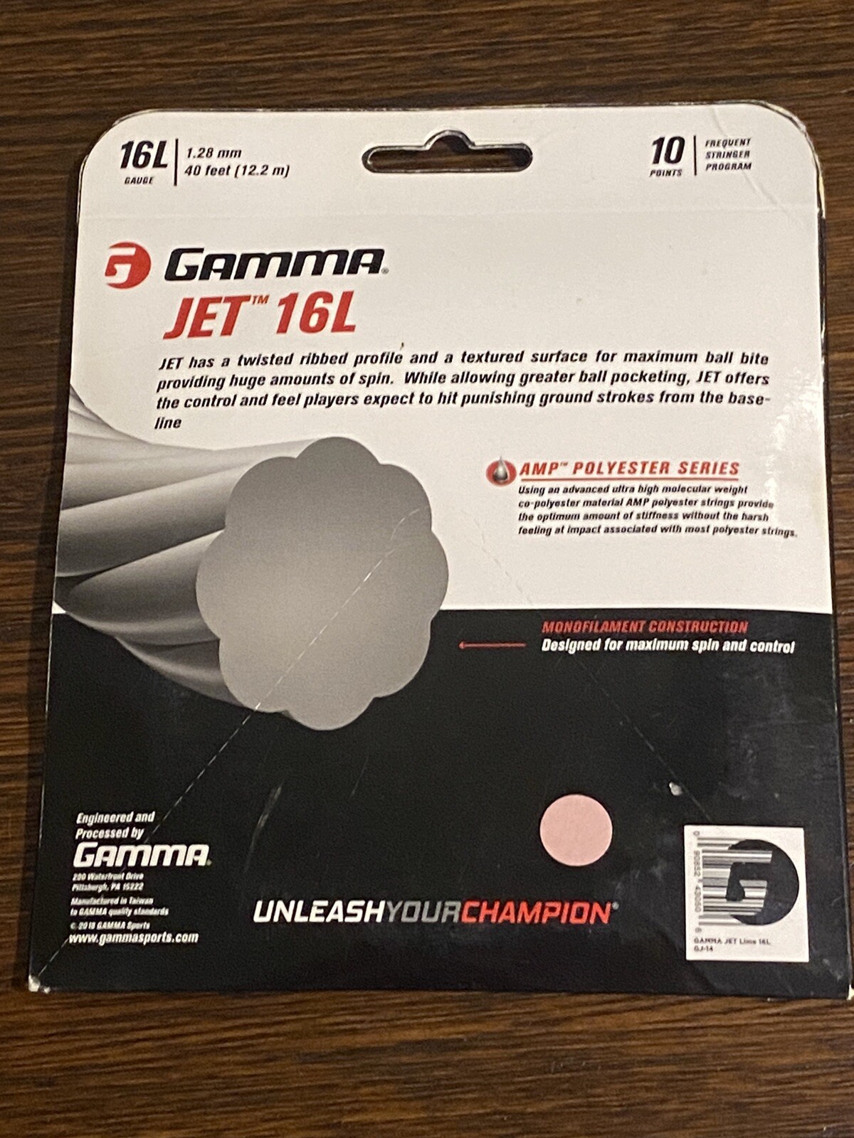 GAMMA Jet 16 Amp Polyester 1.28mm Tennis String 10 Points Lime for sale ...