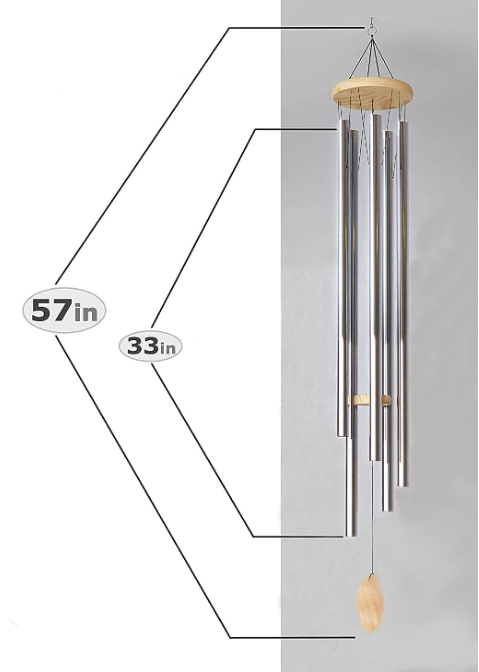 5' Big Extra Large 57″ Wind Chime Deep Tone Tuned Resonant Bass Sound ...
