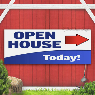 OPEN HOUSE TODAY (Arrow) One-Sided Banner Sign with grommets | eBay