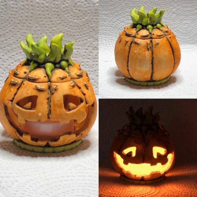 Neil Eyre Designs Halloween Pumpkin Jack o Lantern Mohawk tea light ...
