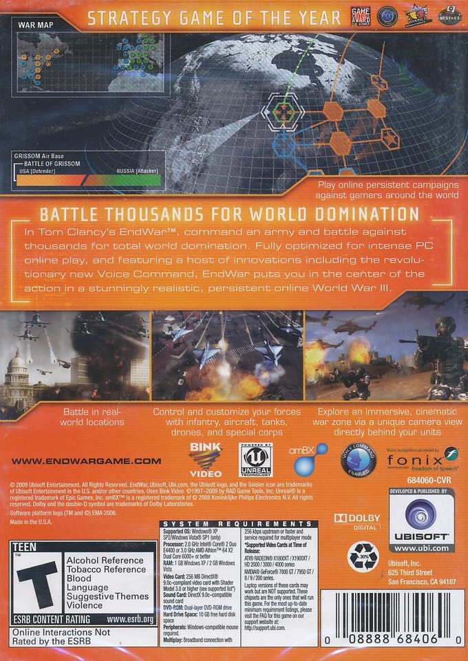 Tom Clancy ENDWAR - US Version - End War Strategy PC Game of Year NEW ...