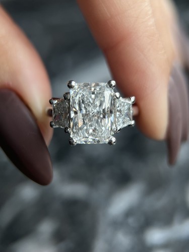 Diamond Engagement Ring VS1 F 3.50 Carat Lab Created 18k Yellow Gold ...