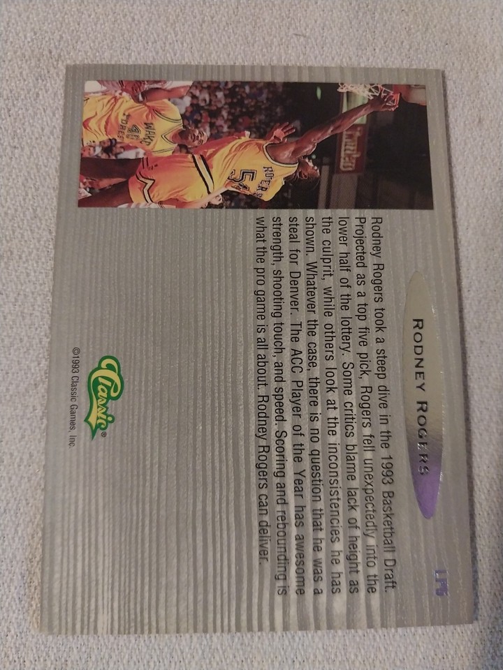 1993 RODNEY ROGERS CLASSIC DRAFT PICKS NBA ROOKIE CARD RC /74500 WAKE ...