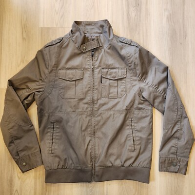 ECKO UNLTD Military Style Jacket Mens Medium Gray 1972 Elbow Patches ...