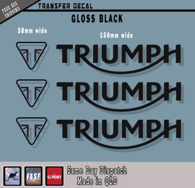 Triumph style Black STICKERS DECALS X 6 Vinyl cut Tank Window | eBay