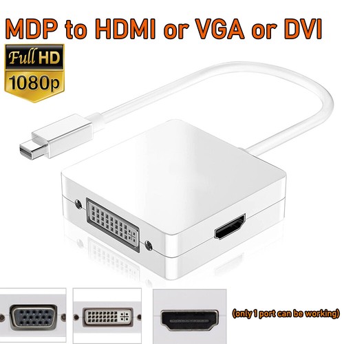 3-in-1 Mini DisplayPort to HDMI DVI VGA Adapter Thunderbolt 2 Mini DP ...