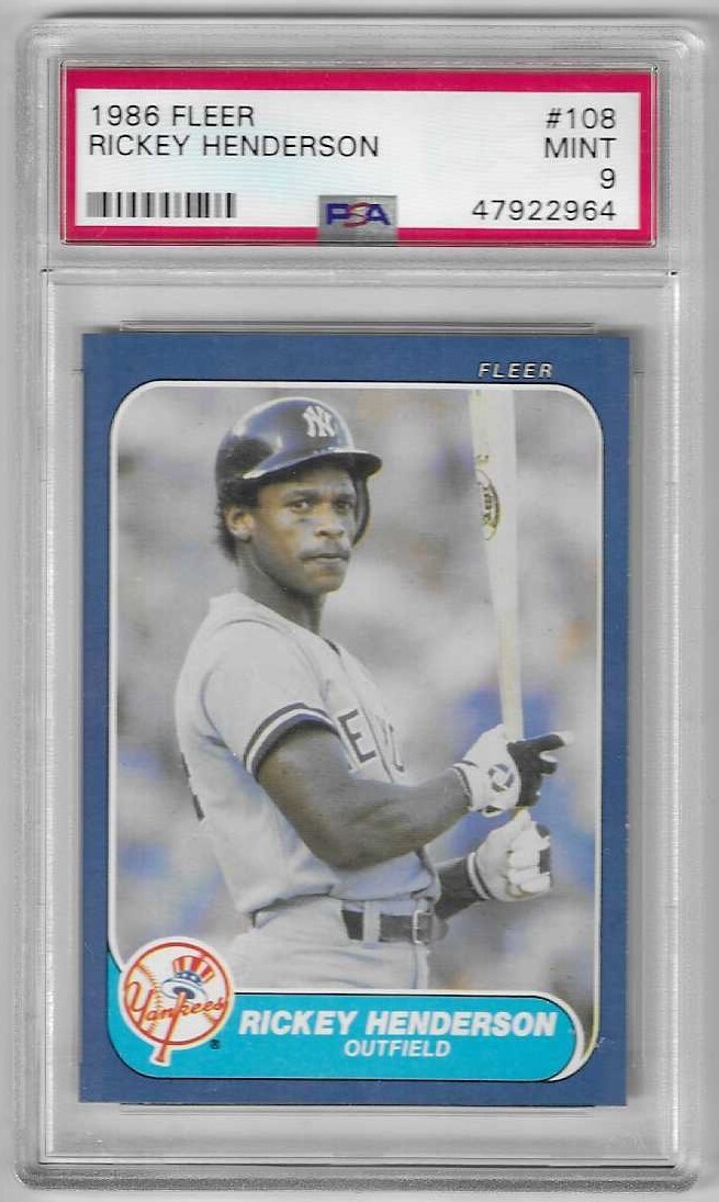 1986 Fleer Rickey Henderson #108 PSA 9 Mint Baseball Card. | eBay