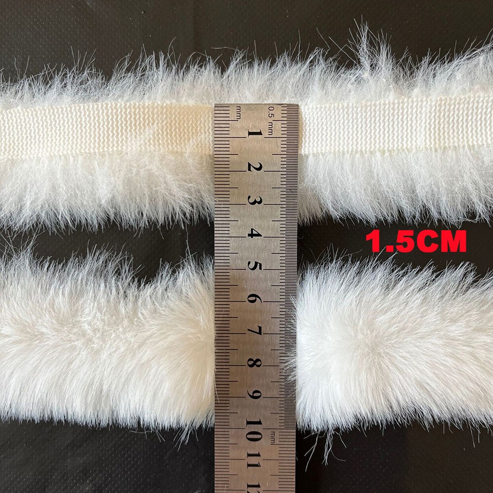 1Meter Faux Rabbit Fur White Strips Ribbon Edge Trim Sewing Clothing ...