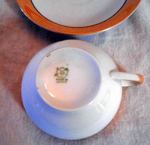 Japan Orange Peach Luster Ware Floral Cup & Saucer: Noritake Early Mark ...