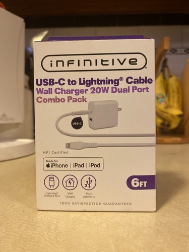 Infinitive USB-C toLightning Cable MFi-Certified Wall Charger 20W Dual ...