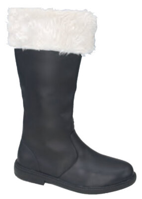Mens Santa Claus Christmas Costume Black Faux Leather Boots White Fur ...