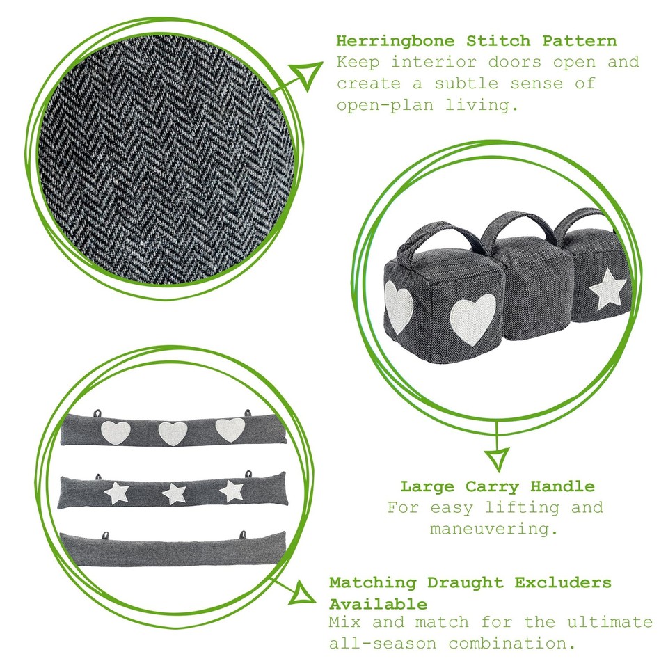 Fabric Door Stop Doorstop Grey Heavy Stopper Sand Filled Weighted x2 | eBay