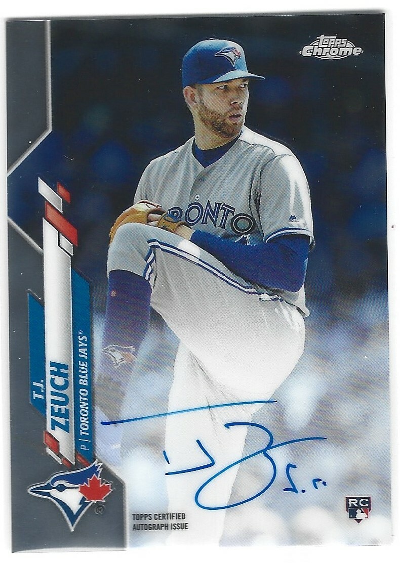 T.J. ZEUCH 2020 TOPPS CHROME AUTO ROOKIE BLUE JAYS CARDINALS T# | eBay
