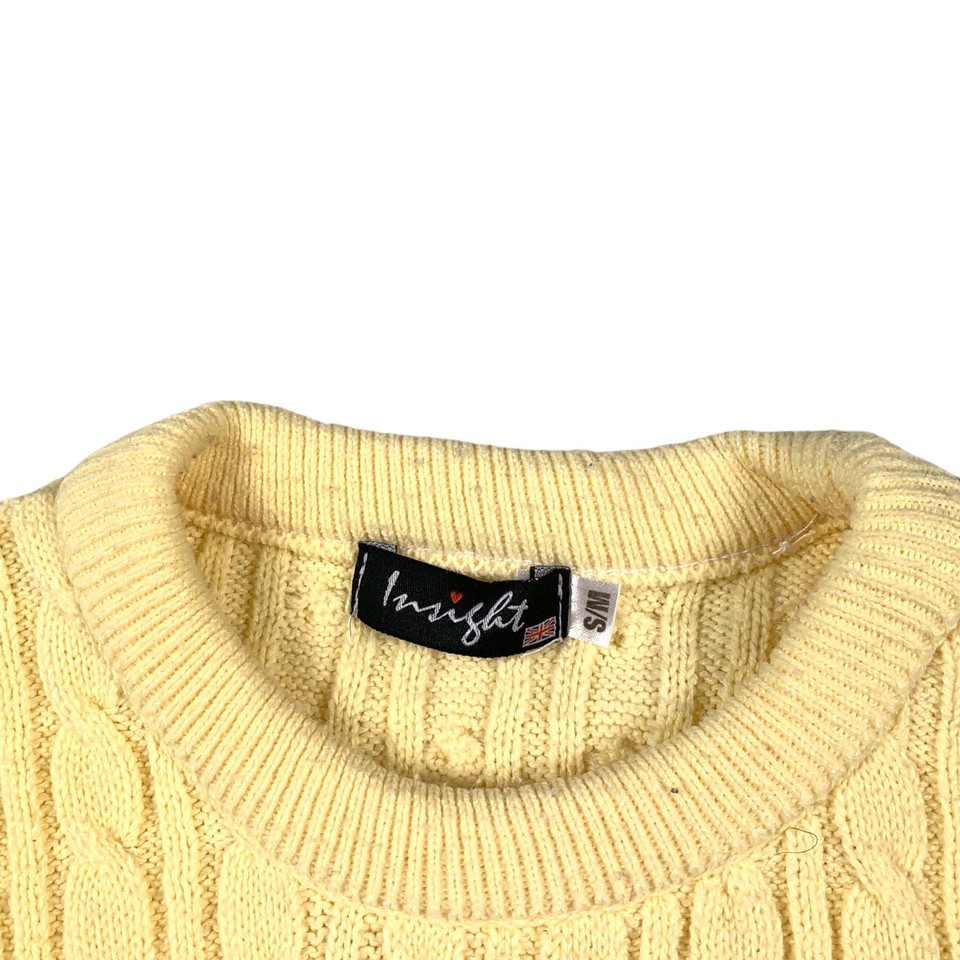 Y2K Insight Cable Knitted Jumper Yellow Small | eBay