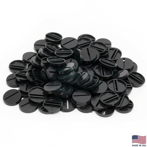 Pack of 100, 25 mm Plastic Round Slot Bases Miniature Wargames Table ...