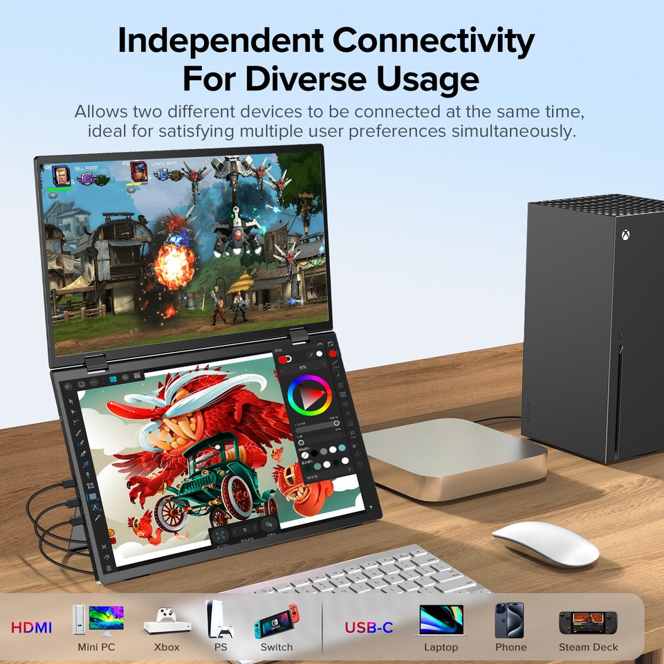 UPERFECT 15.6" Portable Monitor Dual Monitor Foldable Laptop Screen ...