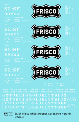 K4 O Scale Decals SLSF Frisco Twin Hopper Car White Large Herald | eBay