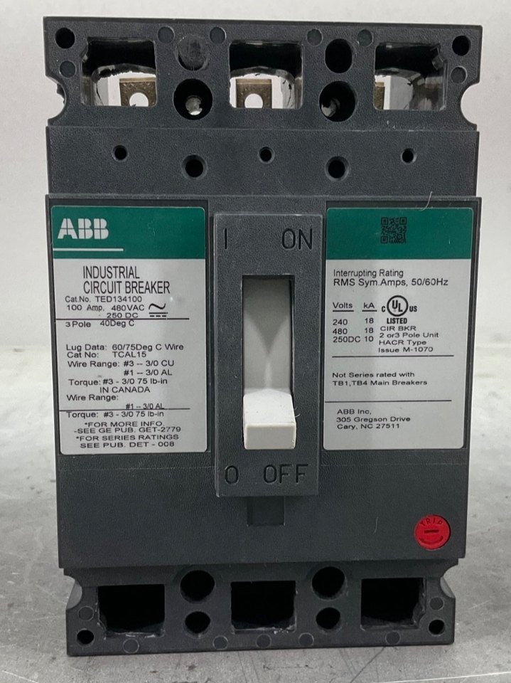 ABB TED134100 CIRCUIT BREAKER 100A 3P 480V NEW | eBay