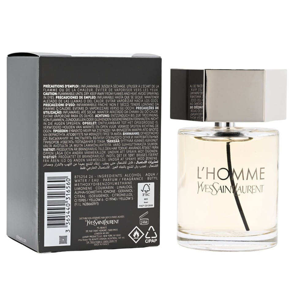 L'HOMME by Yves Saint Laurent cologne for men EDT 3.3 / 3.4 oz New in ...