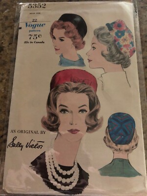 🌷1962 VOGUE #5352 - DESIGNER SALLY VICTOR - MILLINERY HAT PATTERN 22 ...