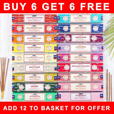 SATYA INCENSE STICKS Genuine NAG CHAMPA 15g Packs Mix Scents Joss ...