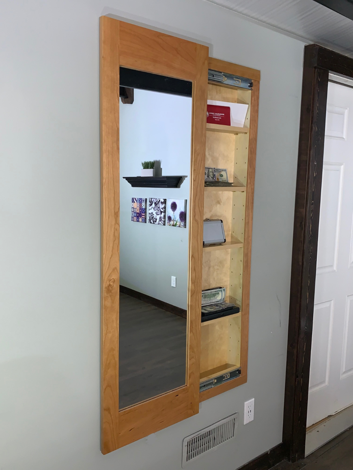 Mirror Safe, Hidden storage mirror In-wall gun safe rifle pistol, COLOR ...
