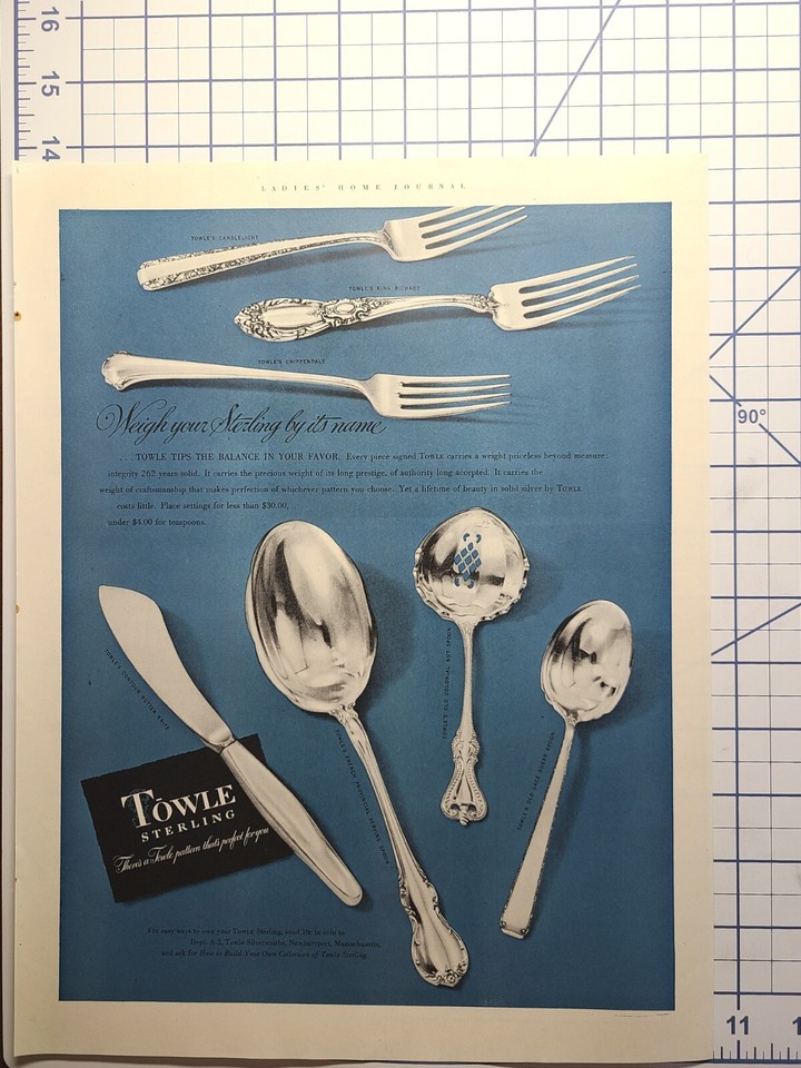 Towle Sterling Silver Patterns Silverware Newburyport Vintage Print Ad ...