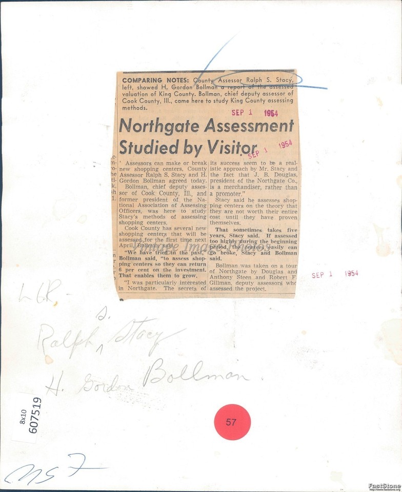 1954 King County Ralph Stacy Gordon Bollman Meeting 8X10 Historic ...