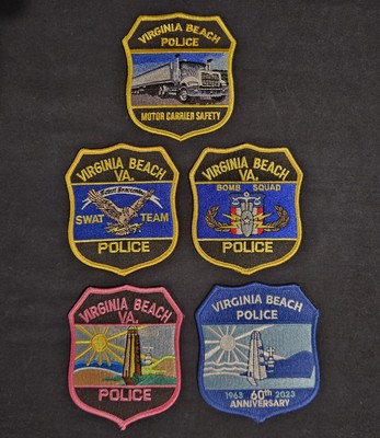 LOT OF 5 VIRGINIA BEACH, VA POLICE SHOULDER PATCHES *SEE DESCRIPTION ...