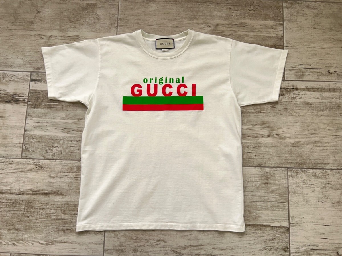 Mens Gucci Original Big Logo White Tee T Shirt Oversize Mens Gucci Original Big Logo White Tee T Shirt Oversize