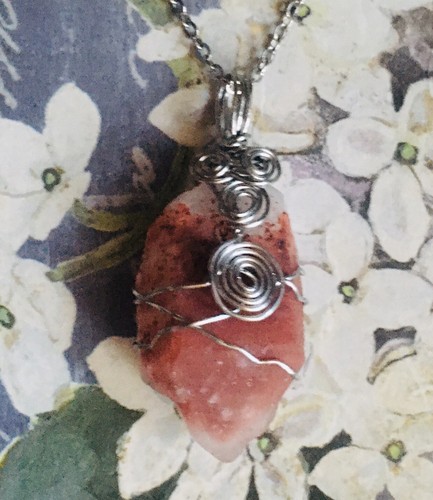 Natural phantom red pyramid quartz Crystal point wire wrapped pendant ...