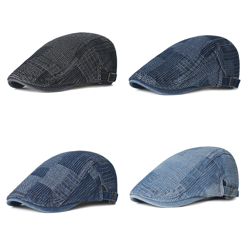 Men Women Classic Denim Cap Adjustable Newsboy Hat Simple Beret Hat | eBay