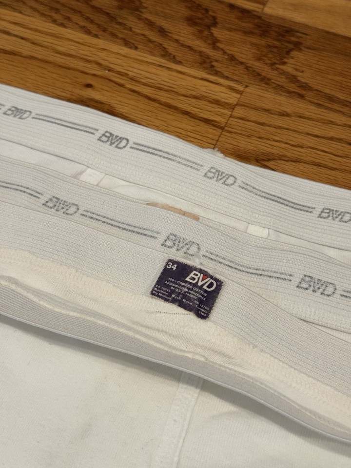 VTG, Men's, BVD, White, Briefs, 3 Pack, Size 34, Cotton Tighty Whities ...