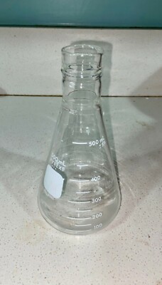 Pyrex 500mL 4985 Glass Flat Bottom Flask Threaded Screw Cap - Excellent ...