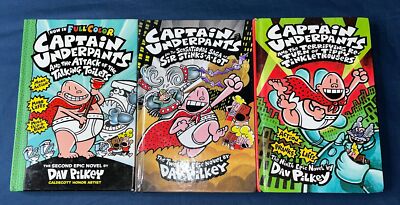 Captain Underpants Books - Lot of 3 hardcover VG Fun Kids Book To Read ...