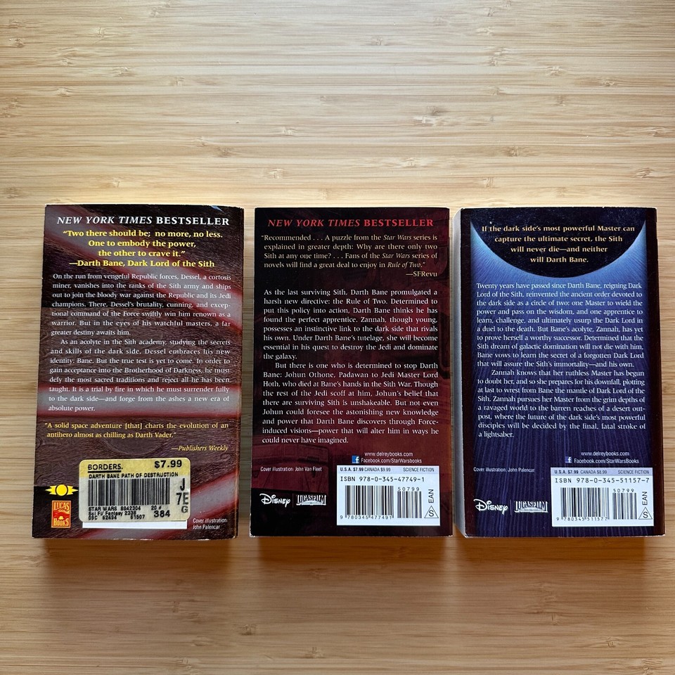 Star Wars: Darth Bane Trilogy by Drew Karpyshyn Complete Paperback Set ...