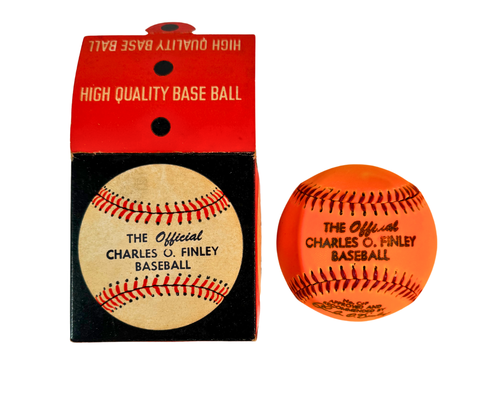 1973 Official Charles O. Finley Prototype Orange Baseball with Original ...