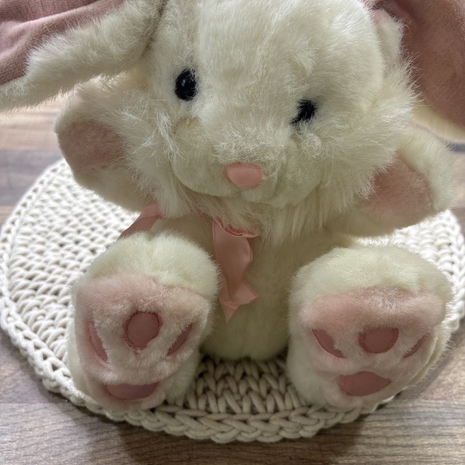 Chosun White Bunny Rabbit Plush Big Pink Feet 9” Stuffed Animal Plushie ...