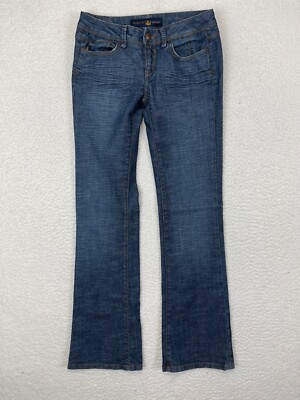 Source of Wisdom Jeans Women's Fit & Flare Low Rise Denim Dark Blue ...
